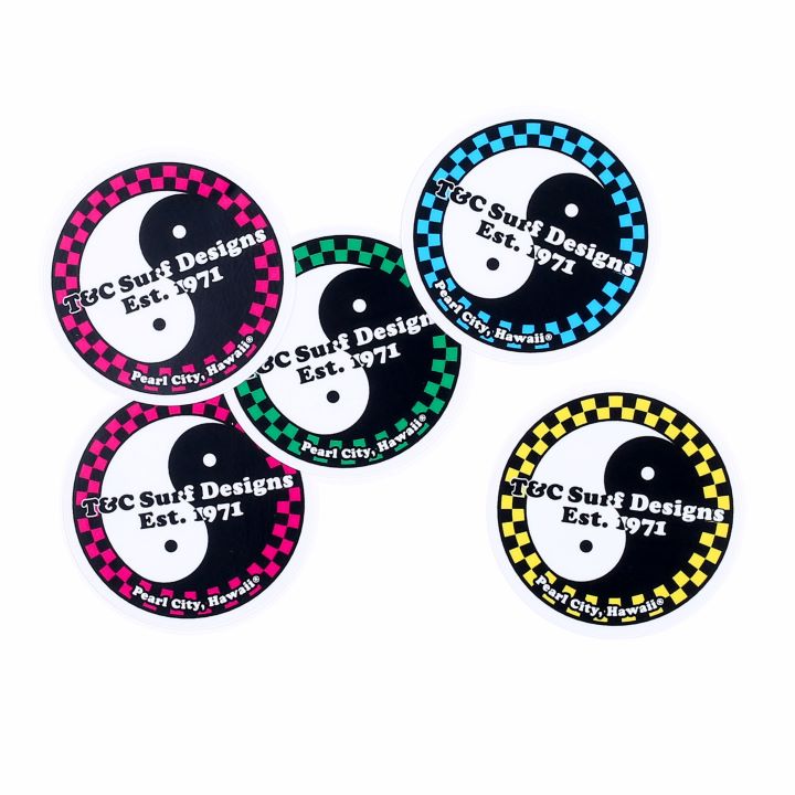T&C PEARL CITY CHECKER STICKER 5 PACK - MULTI – Mount Surf Shop